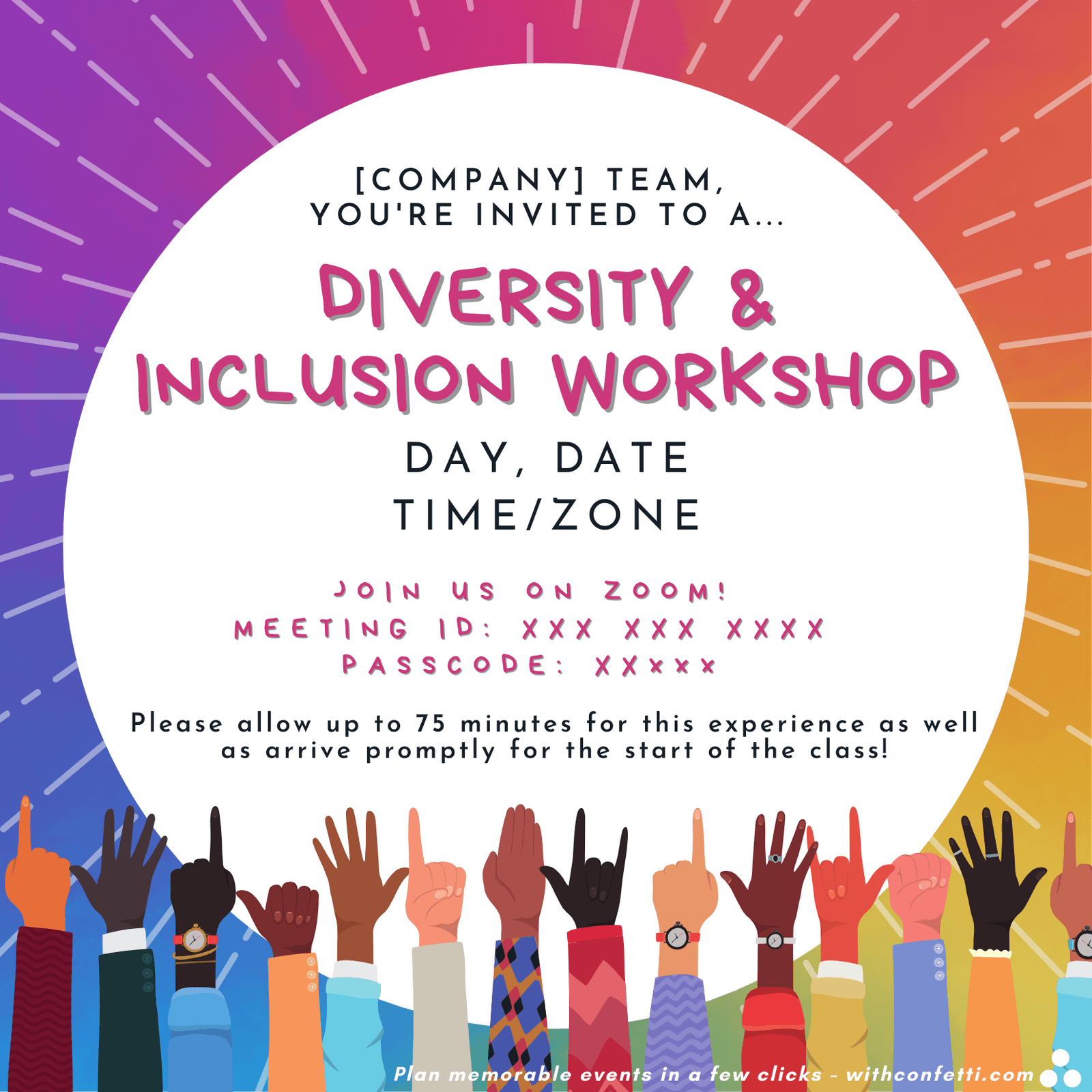 Diversity & Inclusion Workshop Event Invitation | Confetti 🎉